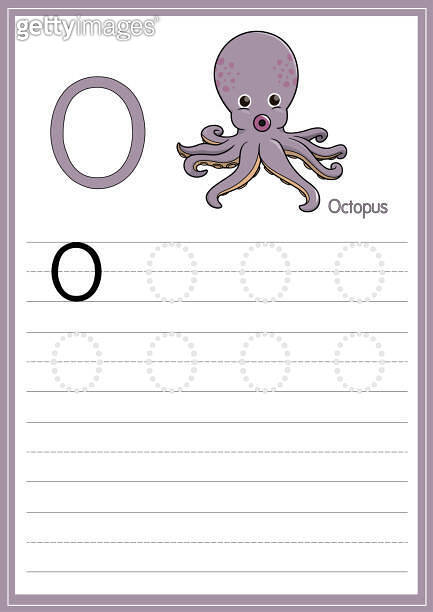 Vector illustration of Octopus with alphabet letter O Uppercase for ...