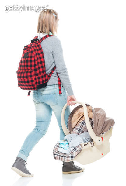 Generation z baby - human age high school student walking wearing ...