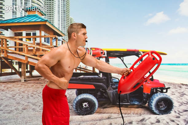 Caucasian young male emergency services occupation rescuing wearing ...