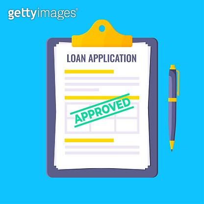 Approved credit or loan form with clipboard and claim form on it. 이미지 ...