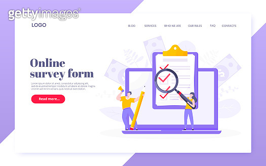 Online survey form or exam application on the monitor screen, claim ...