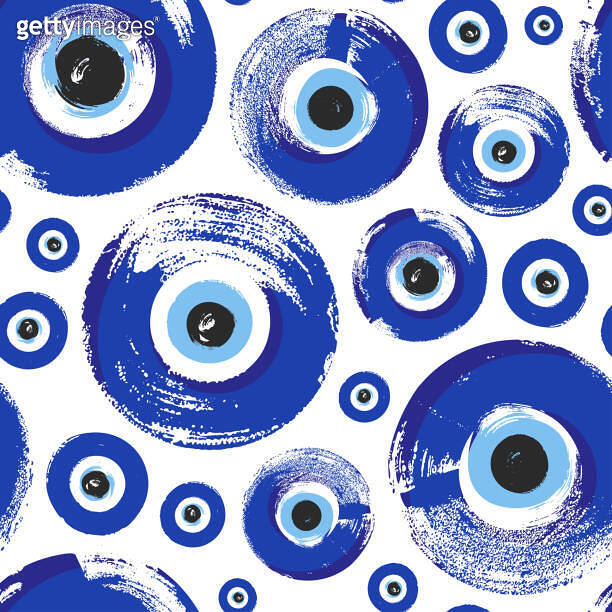 Seamless Pattern with hand drawn Turkish eye. Symbol of protection ...