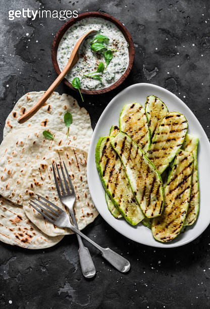 Grilled zucchini, tortillas and tzadziki sauce - delicious greek style ...