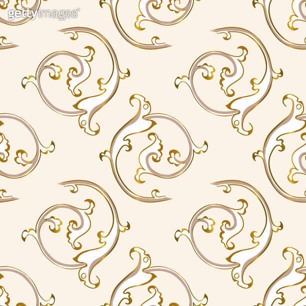 Vector seamless pattern in antique style of golden acanthus scroll ...