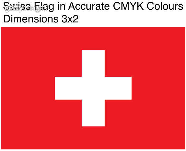 Swiss Flag in Accurate CMYK Colors (Dimensions 3x2) 이미지 (1198845319 ...