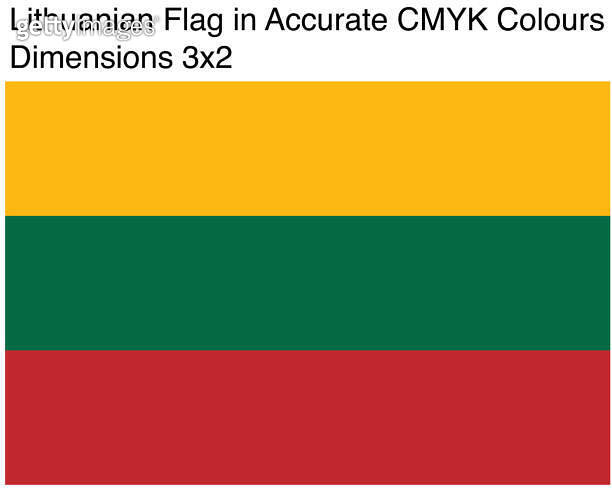 Lithuanian Flag in Accurate CMYK Colors (Dimensions 3x2) 이미지 ...