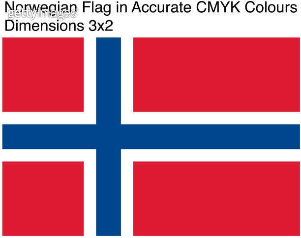 Norwegian Flag in Accurate CMYK Colors (Dimensions 3x2) 이미지 (1199425655 ...