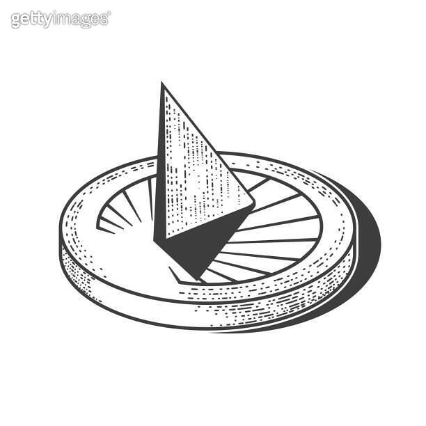 Sundial, vintage sun clock icon in graphic style, time shown by shadow ...