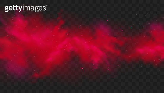 Red smoke or fog color isolated on transparent dark background ...