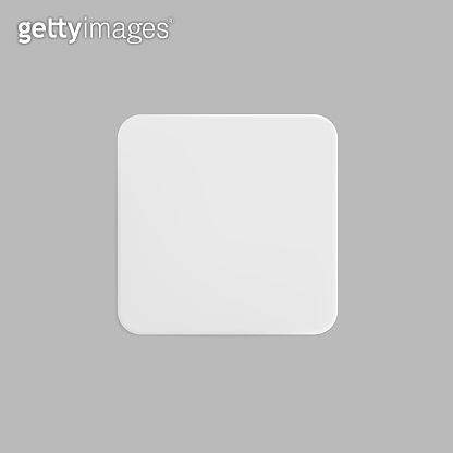 White square glued stickers with curled corners mock up set. Blank ...