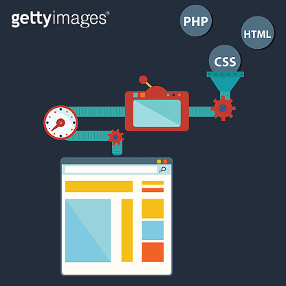 Process of creating site. Process coding and programming. Design and ...