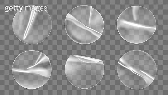 Transparent round adhesive stickers mock up set isolated on transparent ...