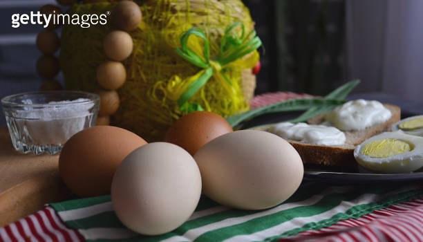 Different ways to cook chicken eggs. Omelet, poached, soft-boiled, hard-boiled, scrambled eggs ...