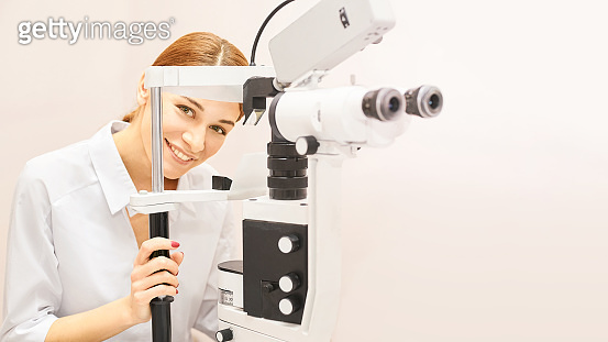 Eye ophthalmologist exam. Eyesight recovery. Astigmatism check concept ...