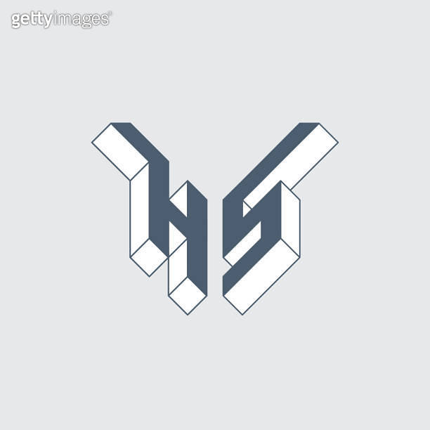 H and 5 - Monogram or logotype. H5 logo. Isometric 3d font for design ...