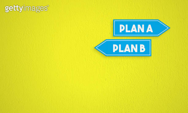 Plan A and Plan B Directional Sign On The Yellow Wall Background 이미지 ...
