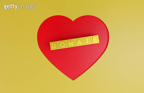 Heart Shape And Donate Message. Gold and red Colours. (1287429619) - 게티 ...
