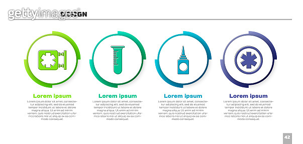 Set Medical symbol of the Emergency, Test tube and flask, Bottle nasal ...