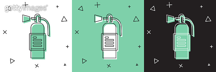 Set Fire extinguisher icon isolated on white and green, black ...