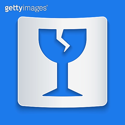 Paper cut Fragile broken glass symbol for delivery boxes icon isolated ...