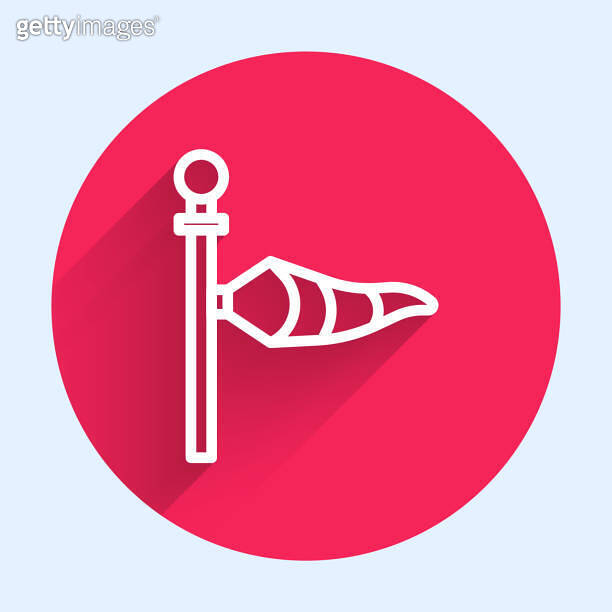 White line Cone meteorology windsock wind vane icon isolated with long ...