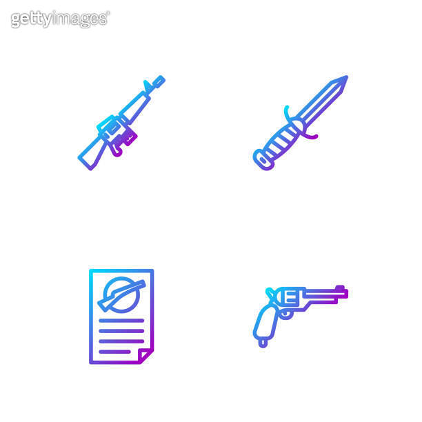 Set line Revolver gun, Firearms license certificate, M16A1 rifle and ...
