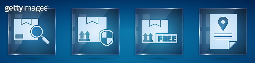 Set Search package, Delivery pack security with shield, Cardboard box with free symbol and ...