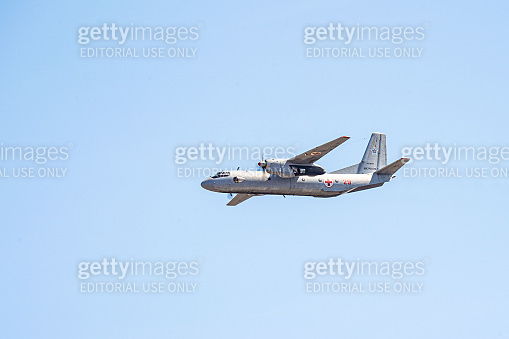 Russia, Khabarovsk - May 9, 2020: An-12D military transport aircraft ...