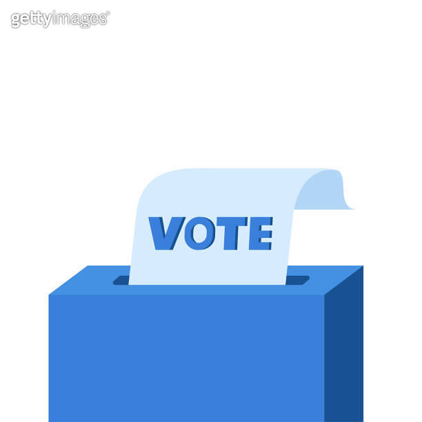 Vote box with checklist. Putting paper in ballot box. Election concept ...