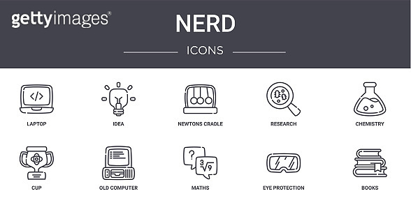nerd concept line icons set. contains icons usable for web, logo, ui/ux ...