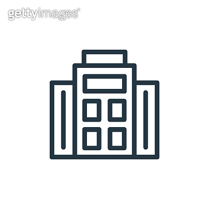 building vector icon isolated on white background. Outline, thin line ...