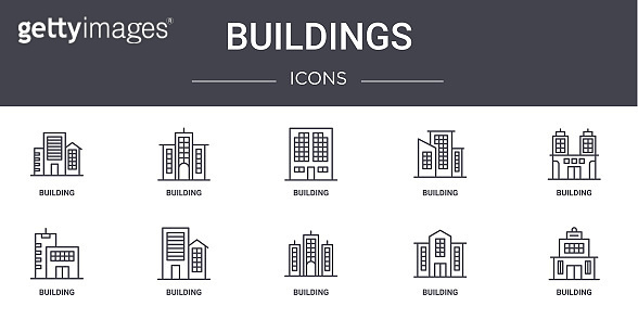 buildings concept line icons set. contains icons usable for web, logo ...