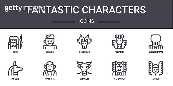 fantastic characters concept line icons set. contains icons usable for ...