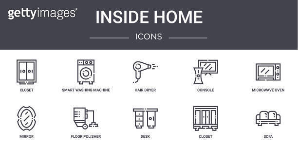 inside home concept line icons set. contains icons usable for web, logo ...