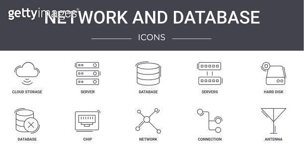 network and database concept line icons set. contains icons usable for ...