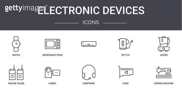 electronic devices concept line icons set. contains icons usable for ...