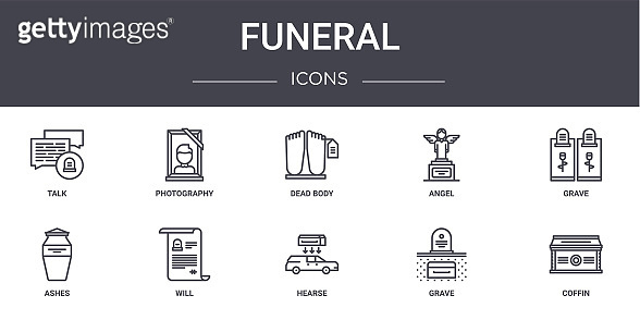 funeral concept line icons set. contains icons usable for web, logo, ui ...