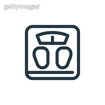 weight scale vector icon isolated on white background. Outline, thin ...