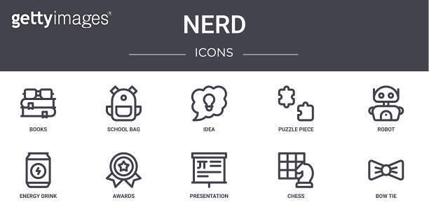 nerd concept line icons set. contains icons usable for web, logo, ui/ux ...