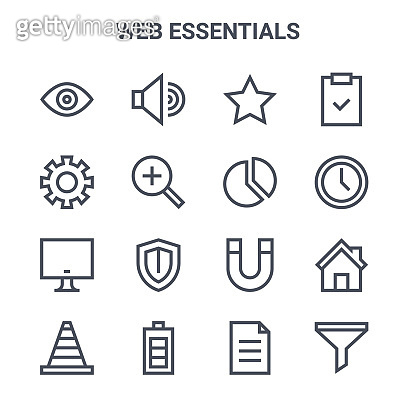 set of 16 web essentials concept vector line icons. 64x64 thin stroke ...