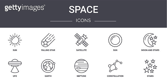 space concept line icons set. contains icons usable for web, logo, ui ...
