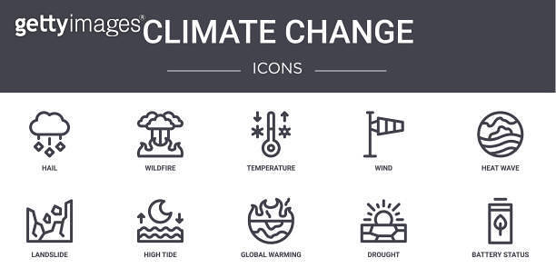 climate change concept line icons set. contains icons usable for web ...