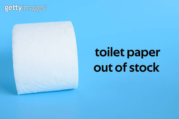 rolled white toilet paper on a blue background and text toilet paper ...