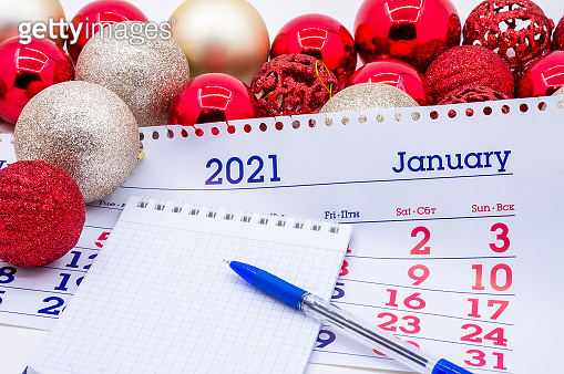 planning for the next year, calendar and new year, Christmas toys and ...