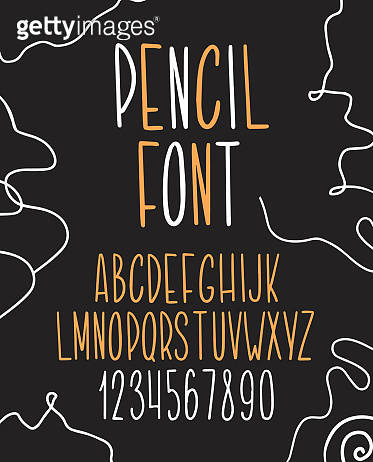 Pencil font. Typography alphabet. Handwritten script for party ...