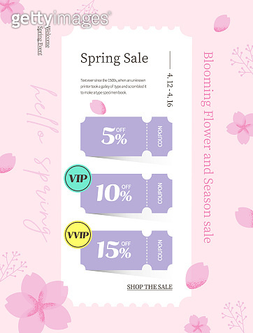 Spring season sale. Coupon web page of flower illustration. Flower ...