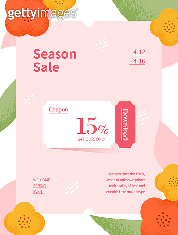 Spring season sale. Coupon web page of flower illustration. Flower ...