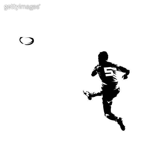 Rugby player kicking ball, isolated vector silhouette, ink drawing 이미지 ...
