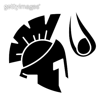 David and Goliath Bible story glyph icon. Legendary giant warrior ...