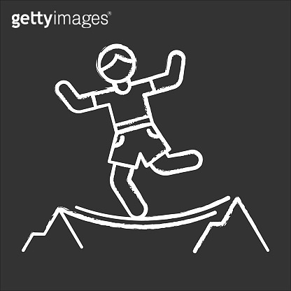 Highlining chalk icon. Slacklining. Walking and balancing on tightrope ...